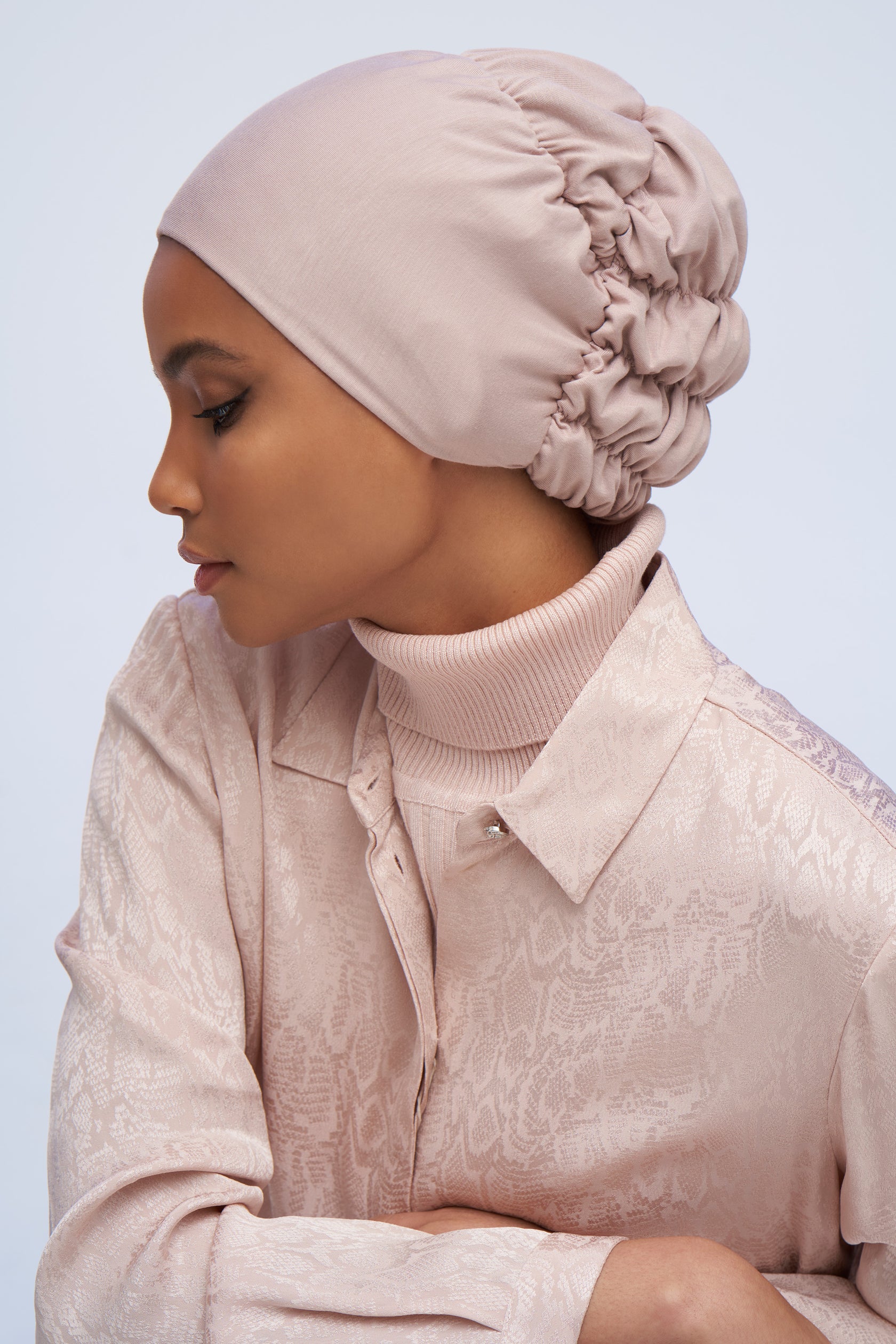 Silk-Blend Satin Underscarf - Mink – Haute Hijab