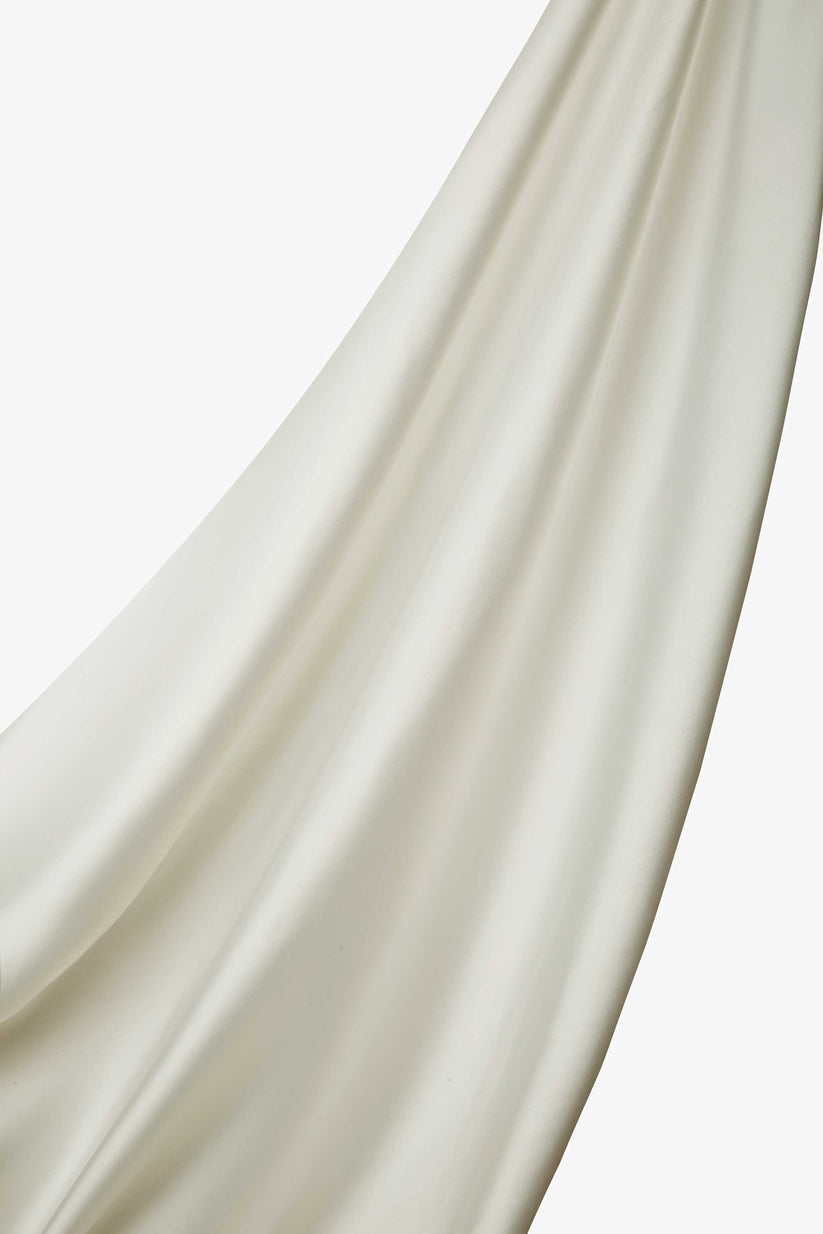 Ivory Satin Hijab – Haute Hijab