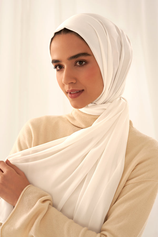 Ivory Chiffon Hijab – Haute Hijab